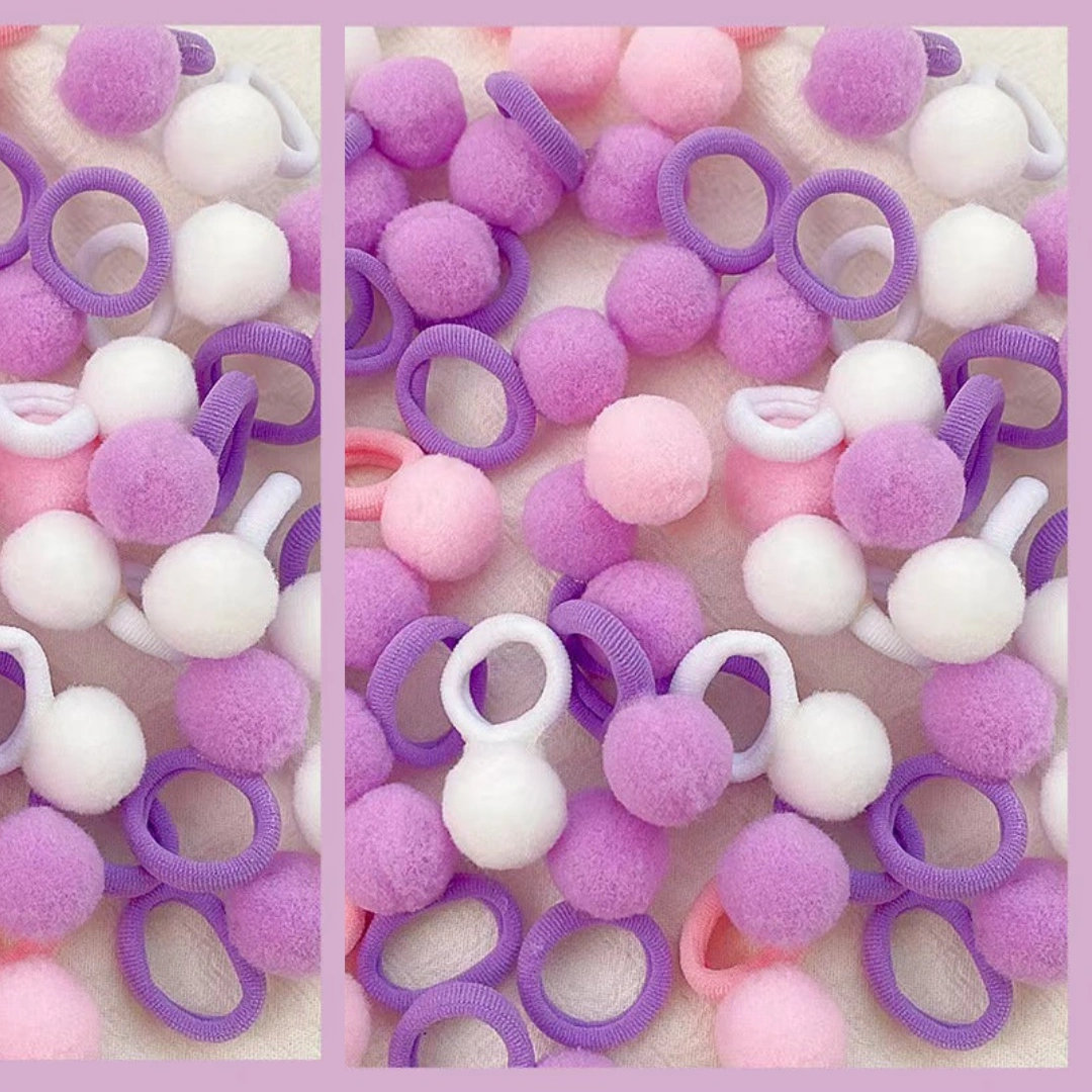 Pom Pom Ring no Damage Hair Rubber band - 50 pc- Box packing — GoKrafty
